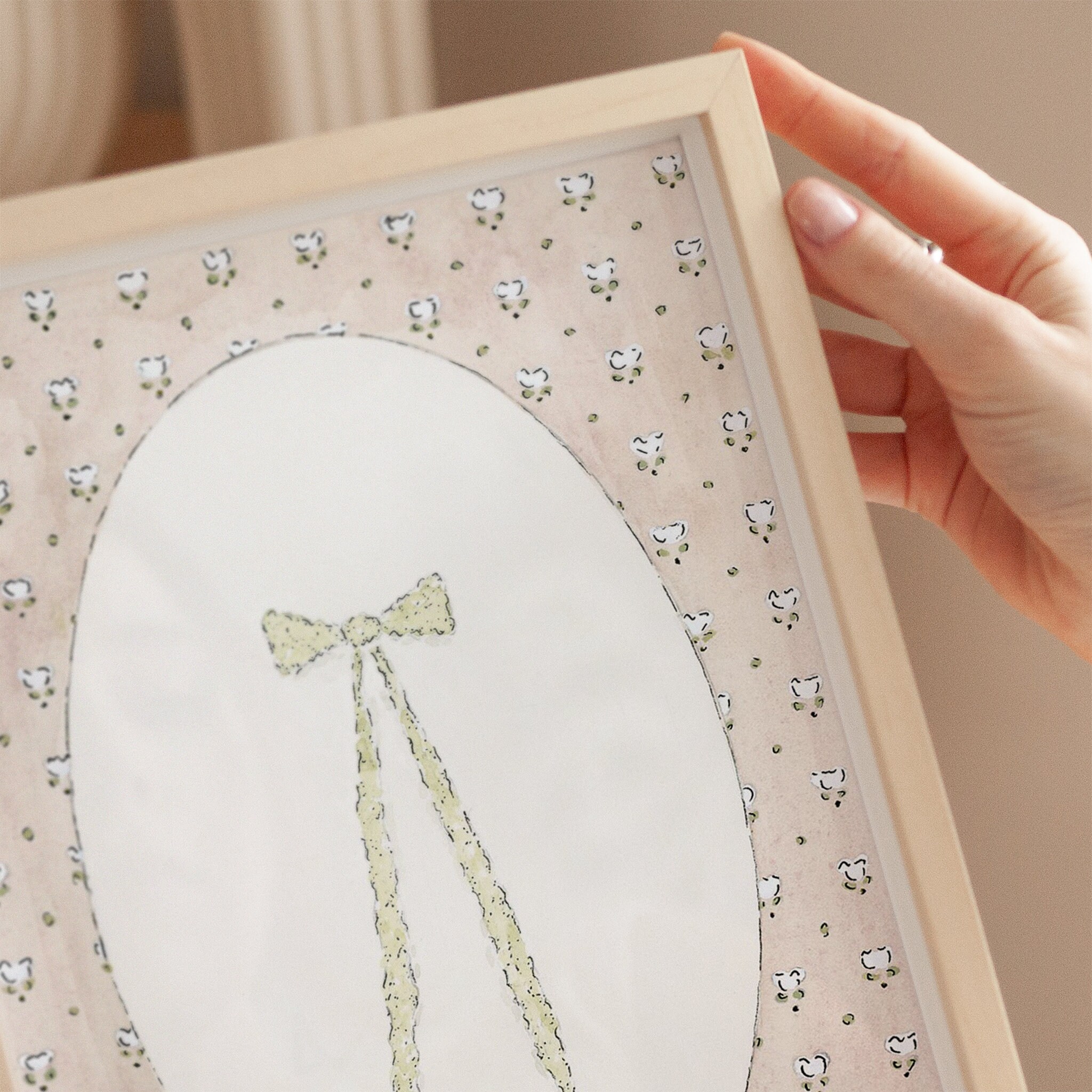 Printable Pink Bow Wall Art, Watercolor Bow, Nursery Wall Art, Pink Bow ...