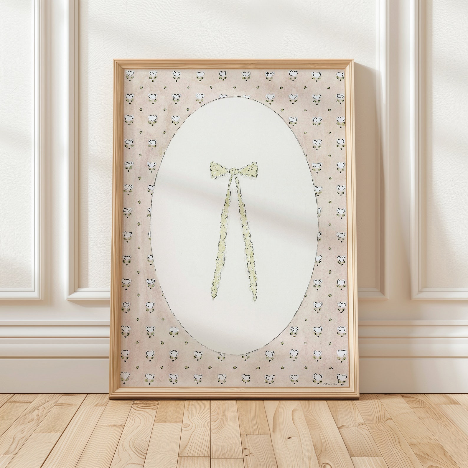 Printable Pink Bow Wall Art, Watercolor Bow, Nursery Wall Art, Pink Bow ...