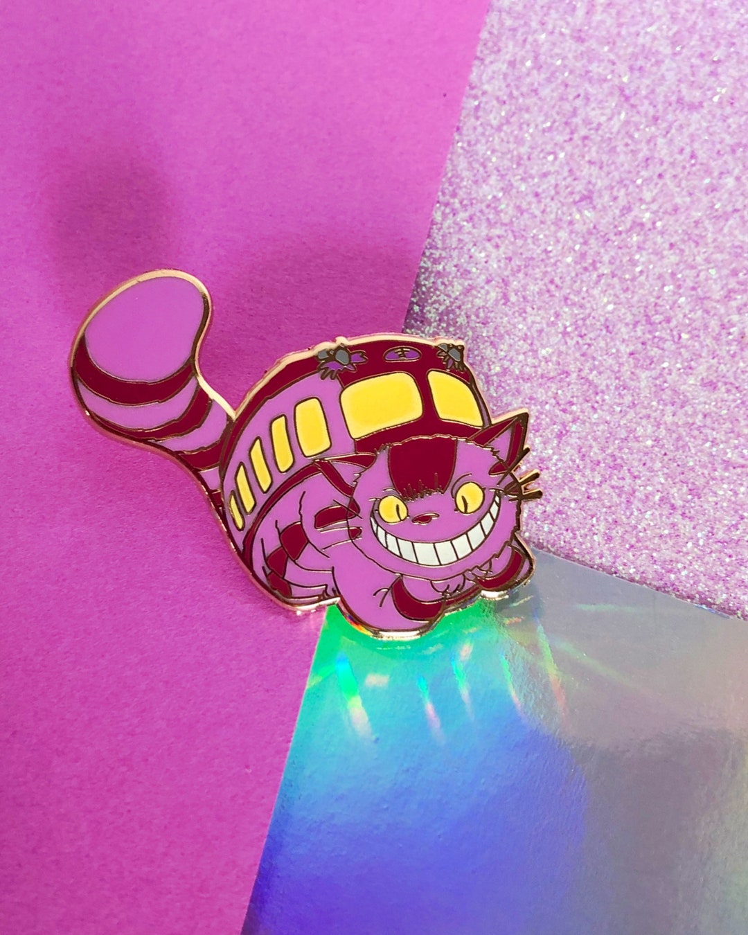 Cheshire Catbus Glow-in-the-dark Enamel Pin - Etsy