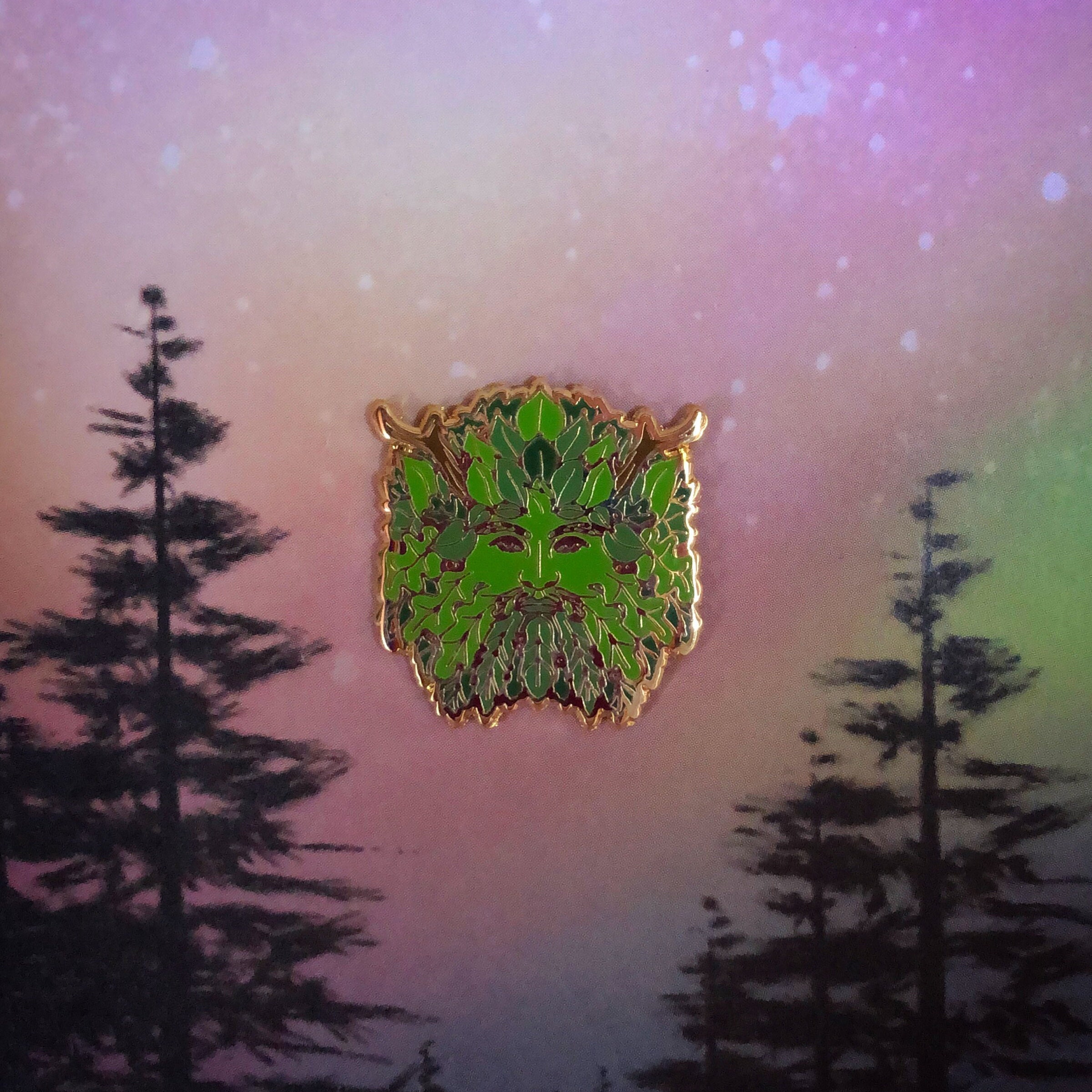 Holly King Green Man Enamel Pin - Etsy