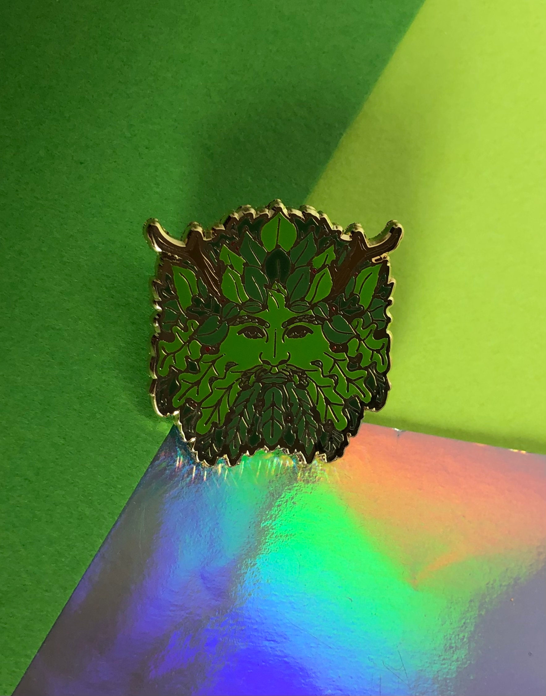 Holly King Green Man Enamel Pin - Etsy