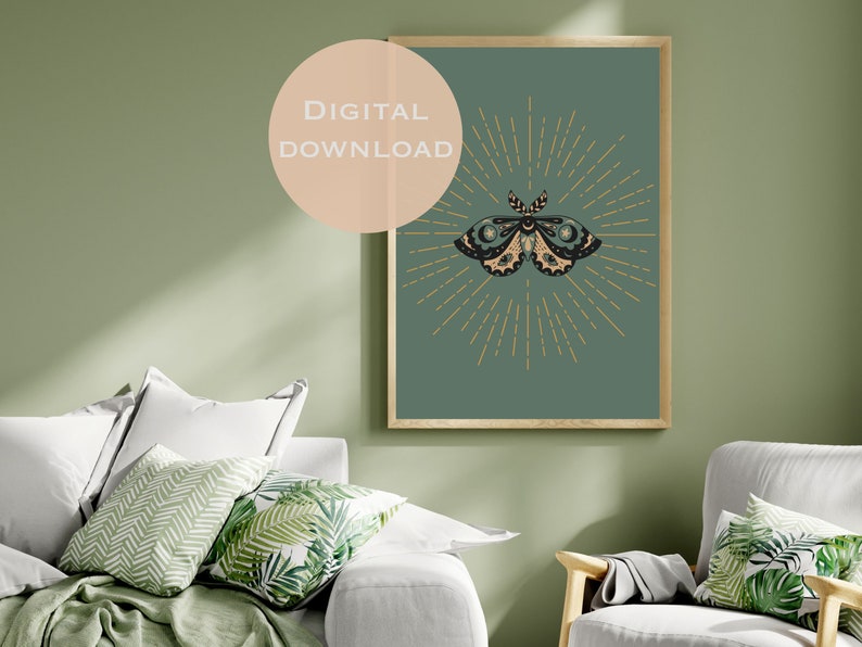 Celestial Black and Gold Moth Digital Wall Art Printable Art - Etsy