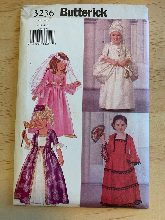 Butterick 3236 Little Girl Princess Costume Pattern Sizes 2-5 - Etsy