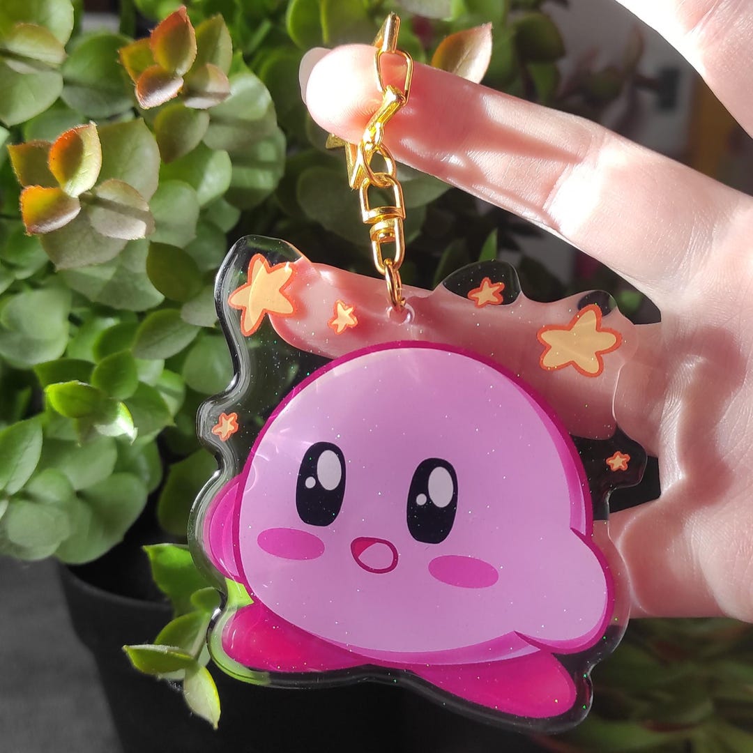 Kirby Nintendo Keychain Keychain Acrylic Epoxy Double Sided Clear Anime ...