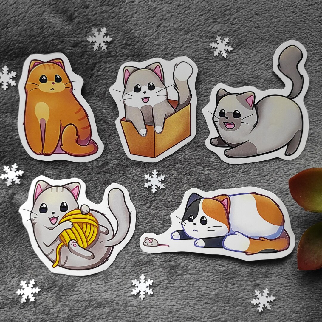 Cute Cats Sticker Pack Sticker Set 5 Units Kawaii Animals Kitty Kitties ...