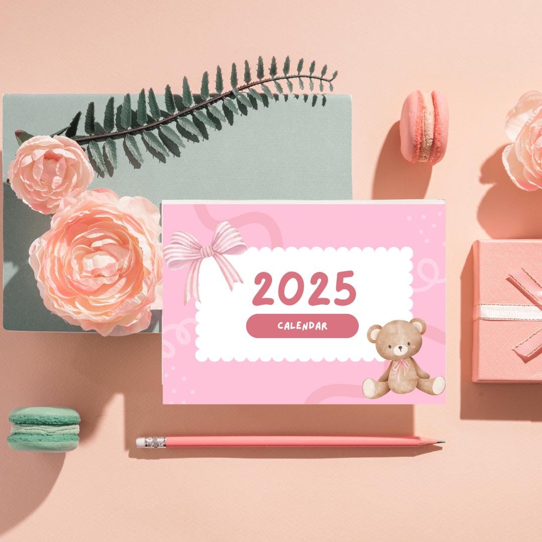 2025 Printable Pastel Calendar Editable PDF Printable Kids Cute Baby ...