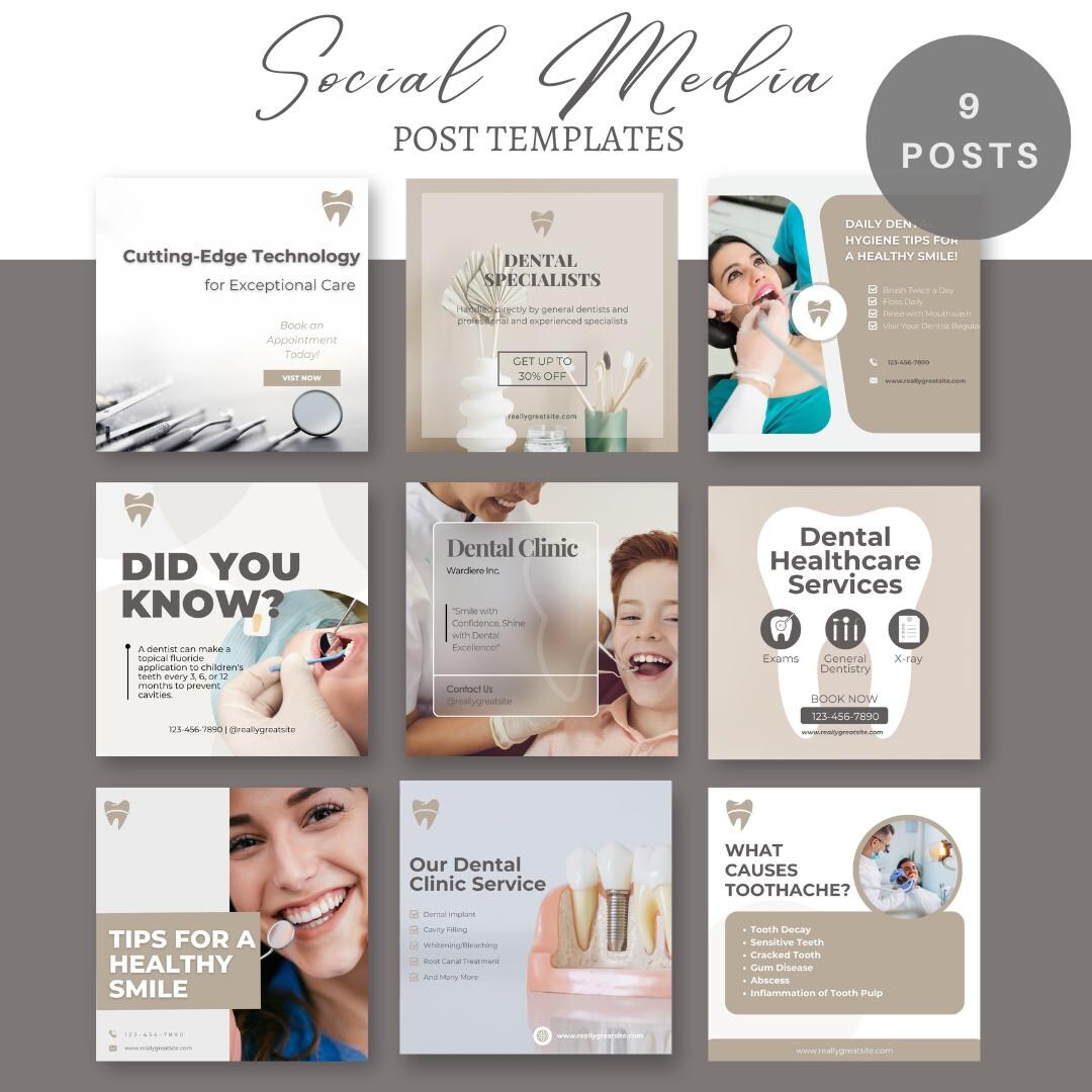 Dentist Instagram Template Dentistry Social Media Post Editable IG ...