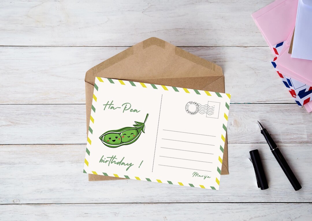 Ha-pea Birthday Birthday Postcard Funny Birthday Card Best Friend Card ...