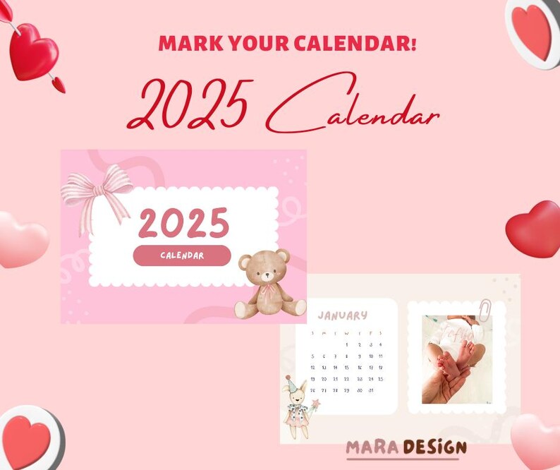 2025 Printable Pastel Calendar Editable PDF Printable Kids Cute Baby ...