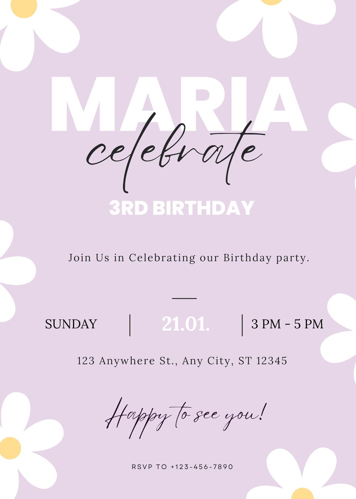 Editable Boho Daisy Birthday Invitation Daisy Theme Birthday ...