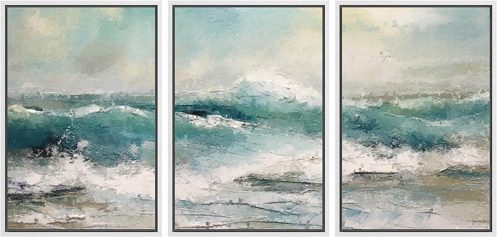 Dustinway Framed Canvas Print Wall Art Set of 3 Nautical Beach Ocean ...