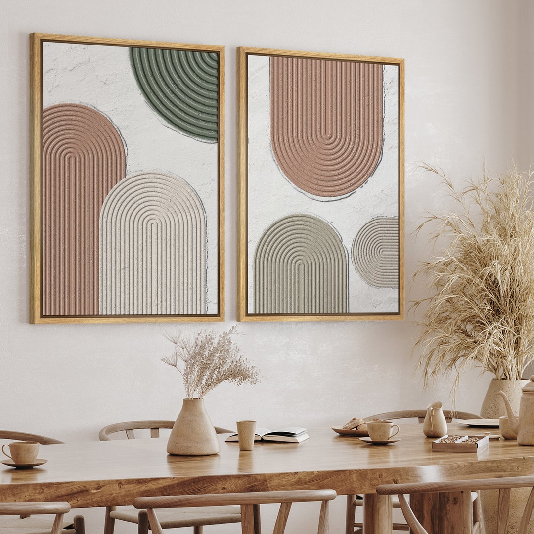 Dustinway Framed Canvas Print Wall Art Set of 2 Arches Abstract Shape ...