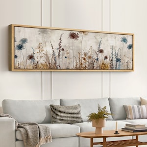 Framed Canvas Wall Art Abstract Wildflower Floral Botanical Art Prints Vintage Minimalist ...