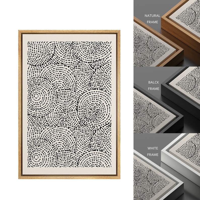 Dustinway Framed Canvas Print Wall Art Set of 3 Geometric Spiral Ring ...
