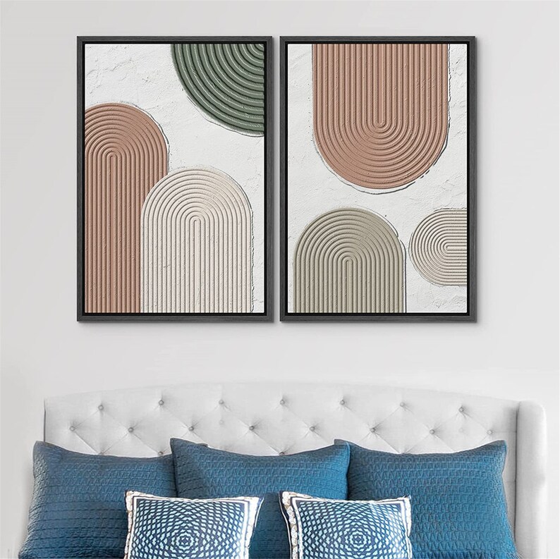 Dustinway Framed Canvas Print Wall Art Set of 2 Arches Abstract Shape ...
