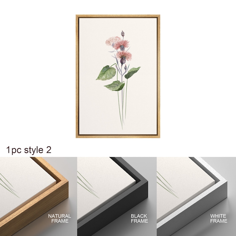 Dustinway Framed Canvas Print Wall Art Set Watercolor Wildflower Floral ...
