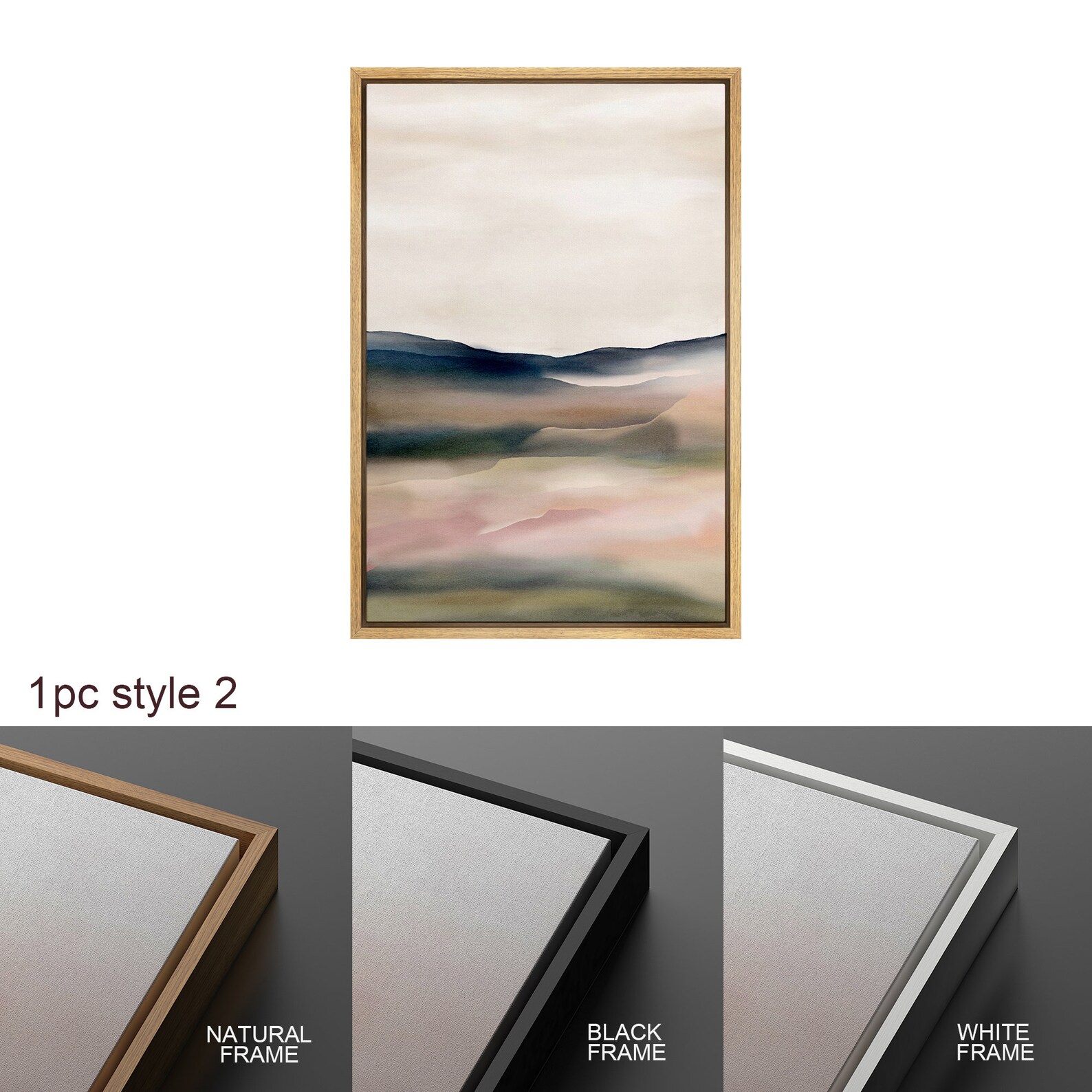 Dustinway Framed Canvas Print Wall Art Set of 2 Pastel Watercolor ...