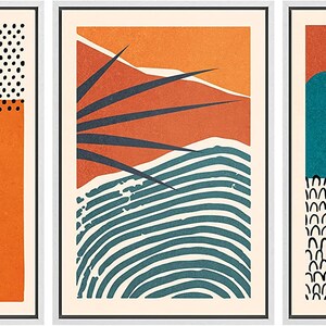 Dustinway Framed Canvas Print Wall Art Set of 3 Color Blocks Abstract ...