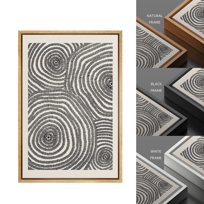 Dustinway Framed Canvas Print Wall Art Set of 3 Geometric Spiral Ring ...