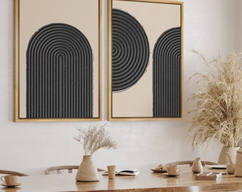 Framed Canvas Wall Art Set of 2 Colorful Geometric Color Blocks ...