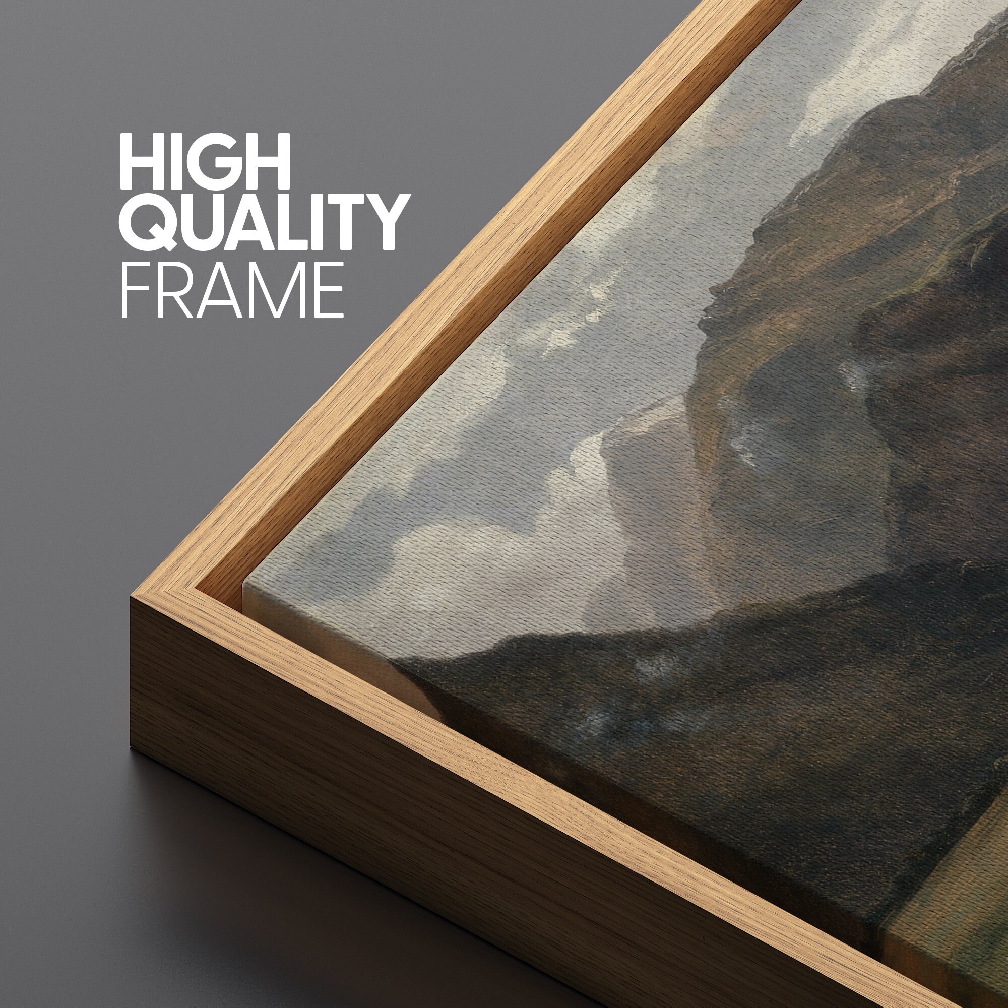 Dustinway Framed Canvas Print Wall Art River Mountain Landscape Vintage ...