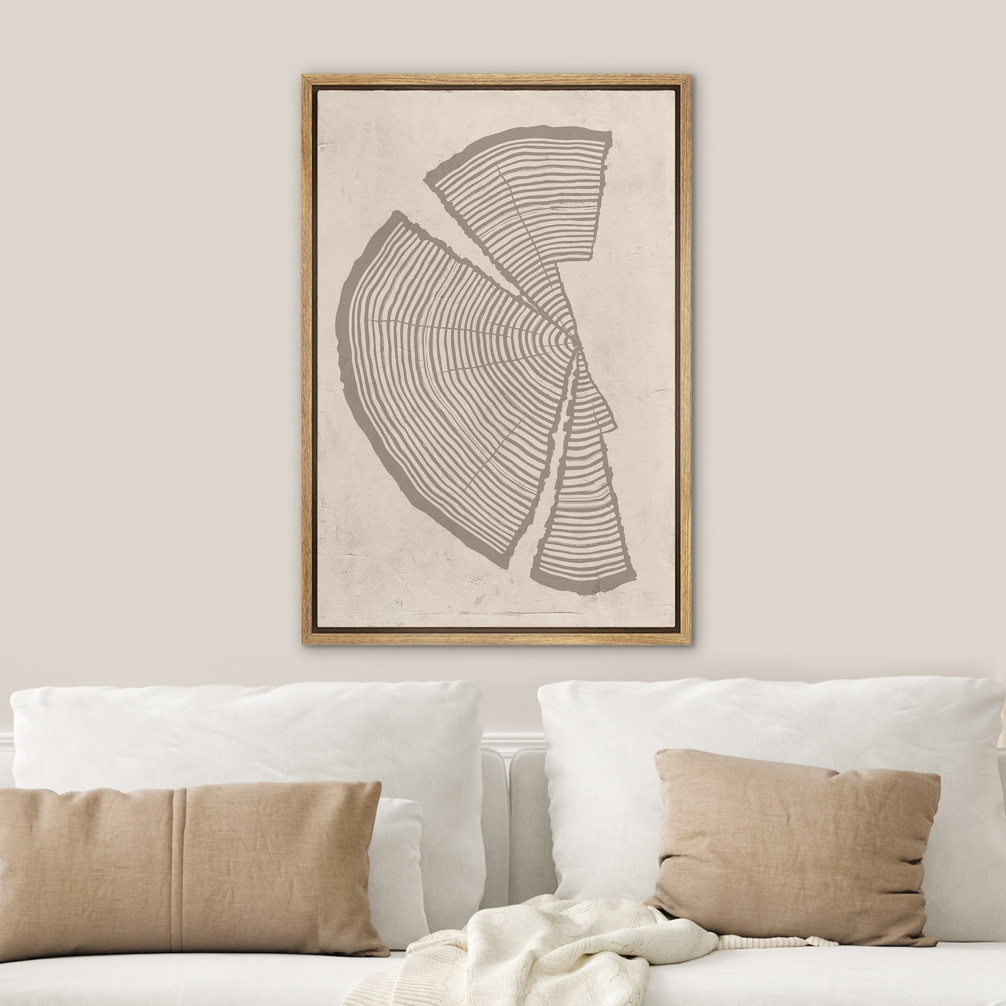 Dustinway Framed Canvas Print Wall Art Set of 2 Pastel Beige Wood Tree ...