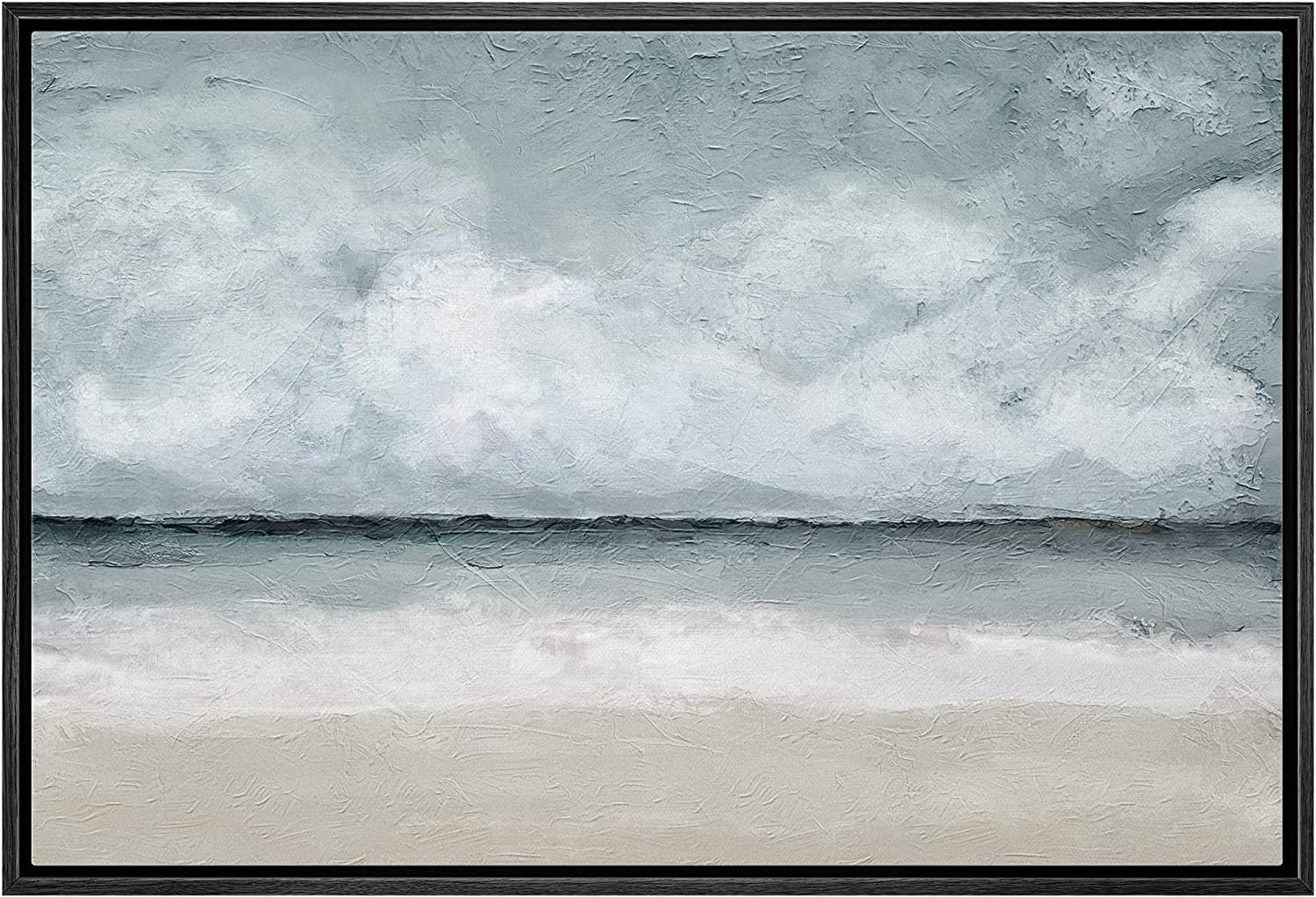 Dustinway Framed Canvas Print Wall Art Coastal Beach Ocean Oil Painting ...