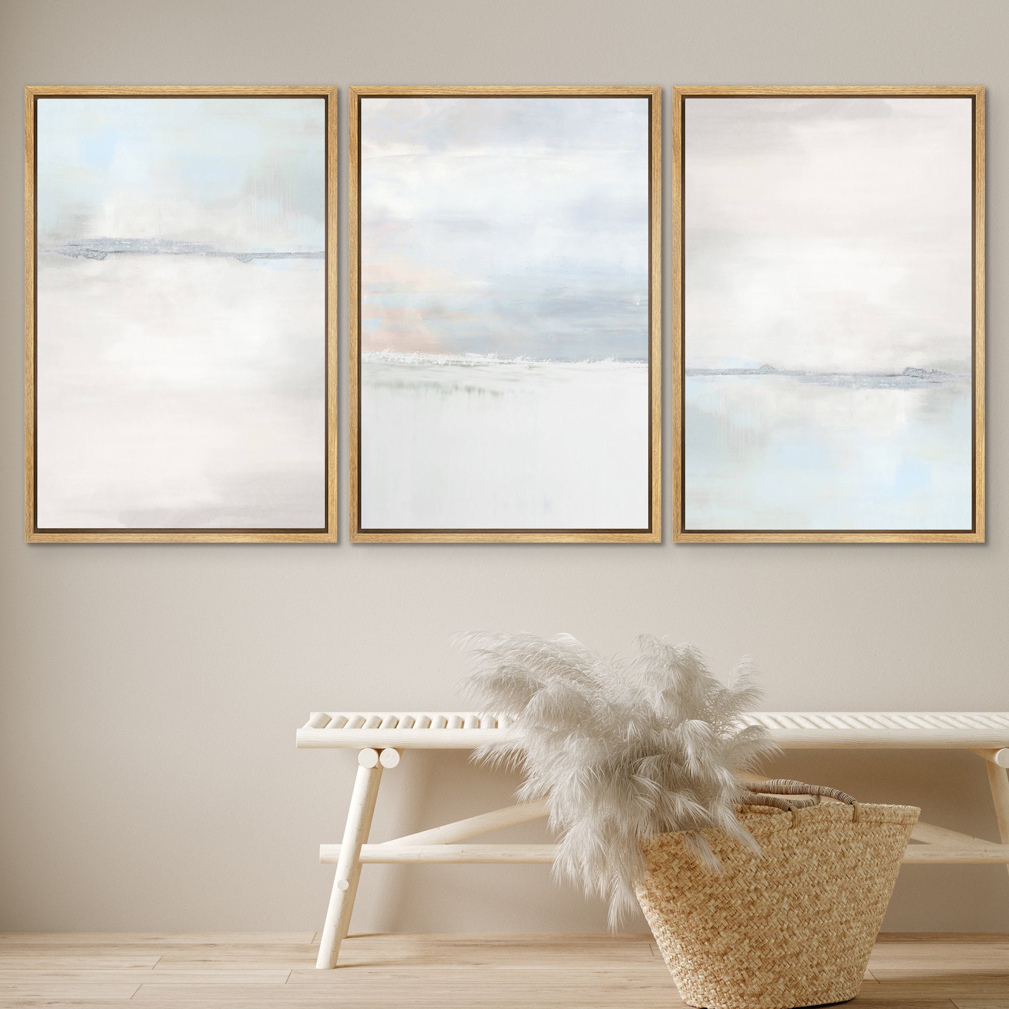 Dustinway Framed Canvas Print Wall Art Set of 2 Gray Watercolor ...