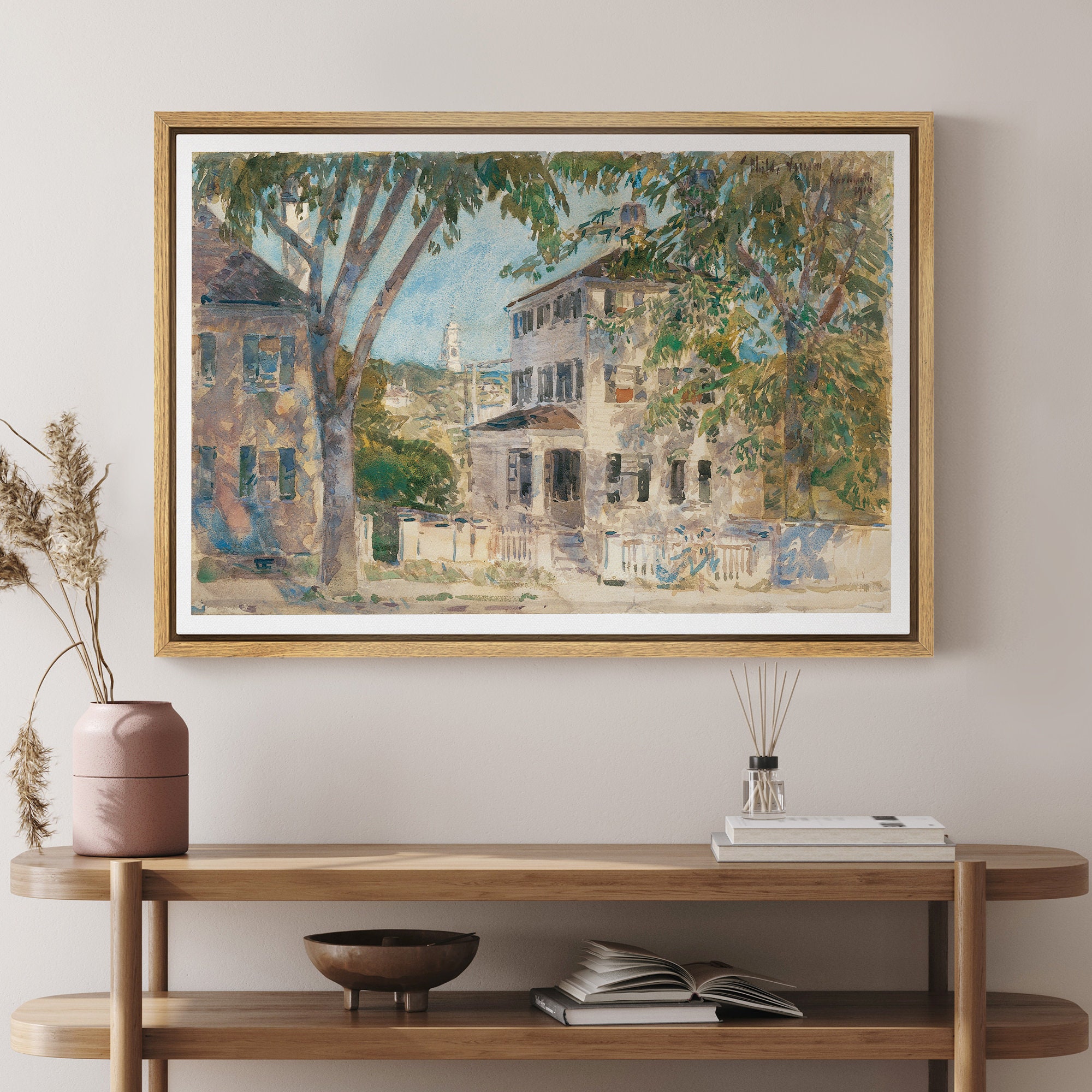 Dustinway Framed Canvas Print Wall Art Rustic Architecture Country ...