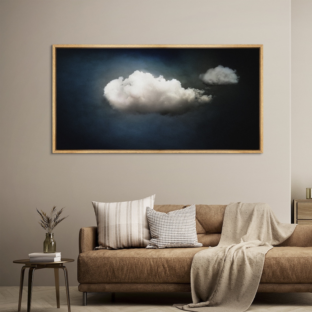 Framed Canvas Large Wall Art Sky Clouds Print Vintage Netural Abstract ...