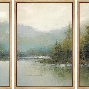 Dustinway Framed Canvas Print Wall Art Set of 3 Emerald Green Pastel ...