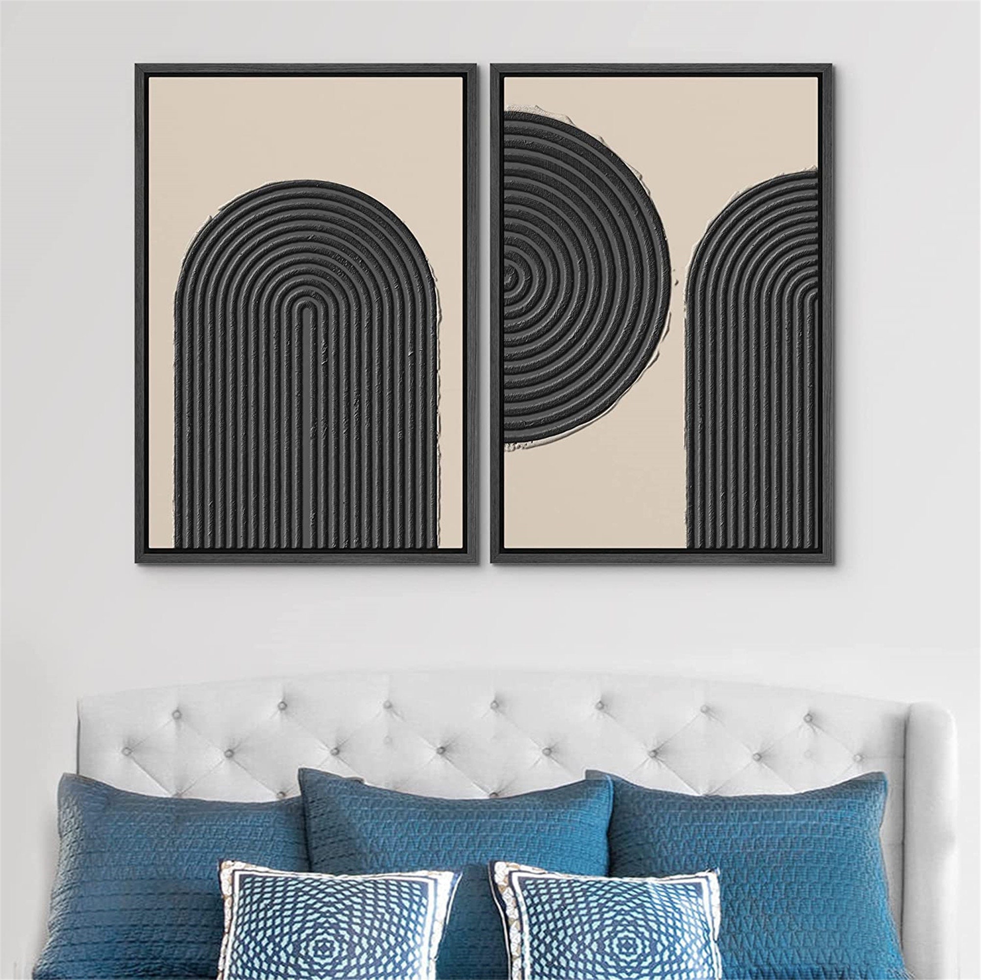 Dustinway Framed Canvas Print Wall Art Set of 2 Abstract Arches Print ...