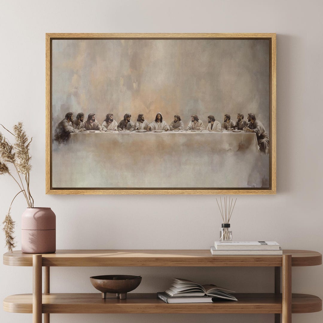 Framed Canvas Wall Art Print Vintage Last Supper Religious Painting ...