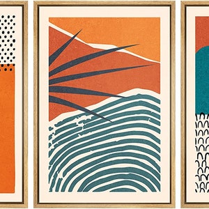 Dustinway Framed Canvas Print Wall Art Set of 3 Color Blocks Abstract ...