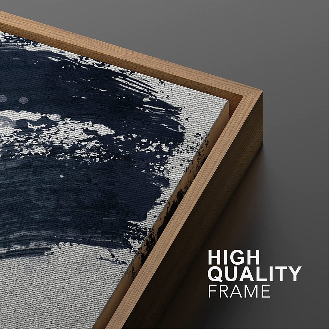 Dustinway Framed Canvas Print Wall Art Set of 2 Dark Blue Gray - Etsy
