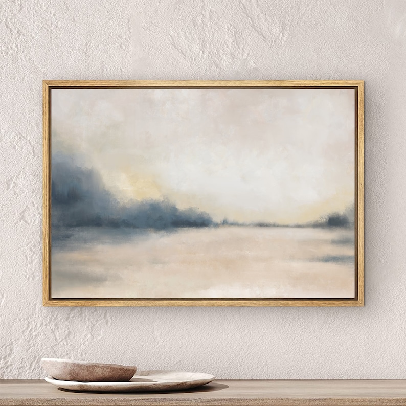 Dustinway Framed Canvas Print Wall Art Set of 2 Pastel Gray Tan ...