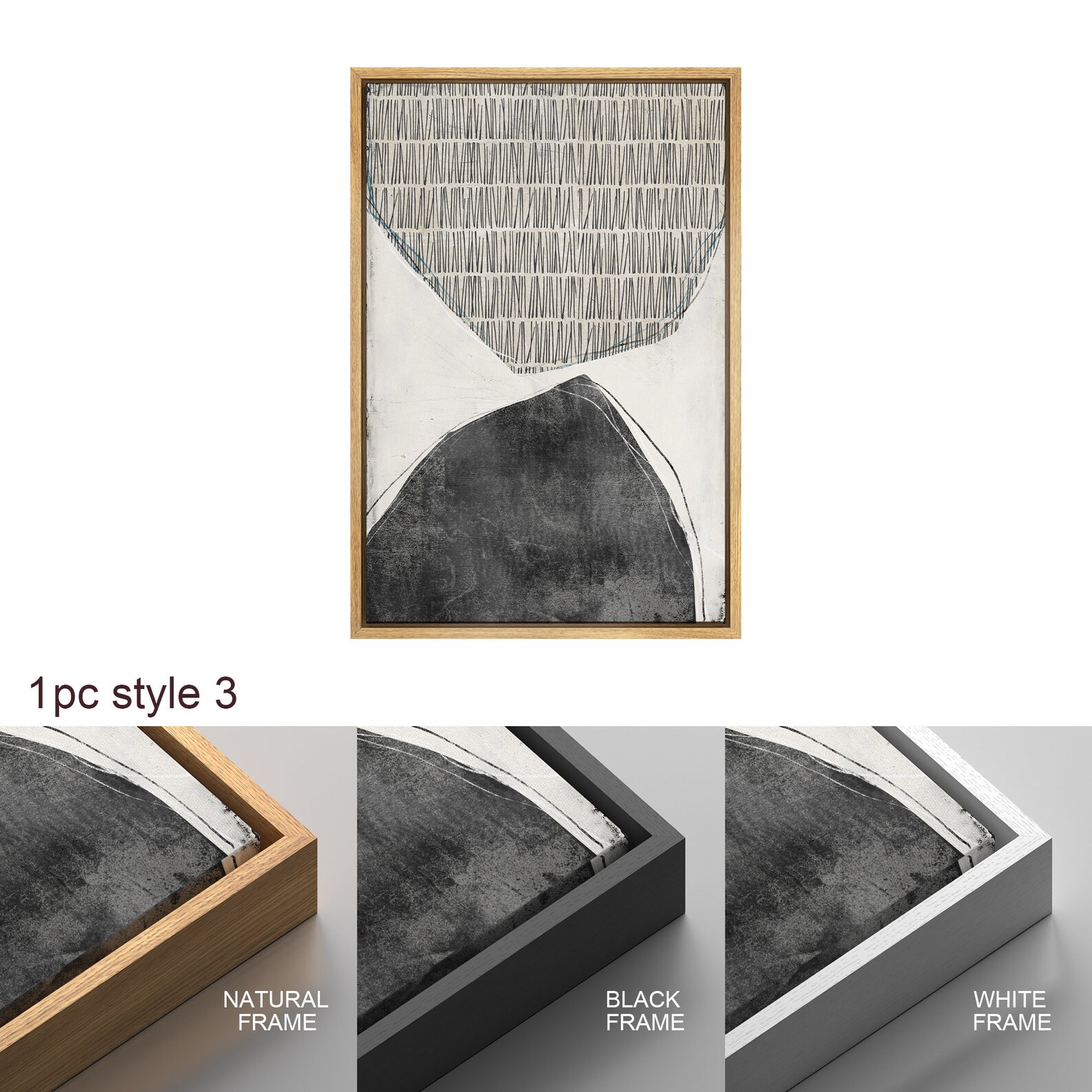 Dustinway Framed Canvas Print Wall Art Set Geometric Black Brown Pastel ...