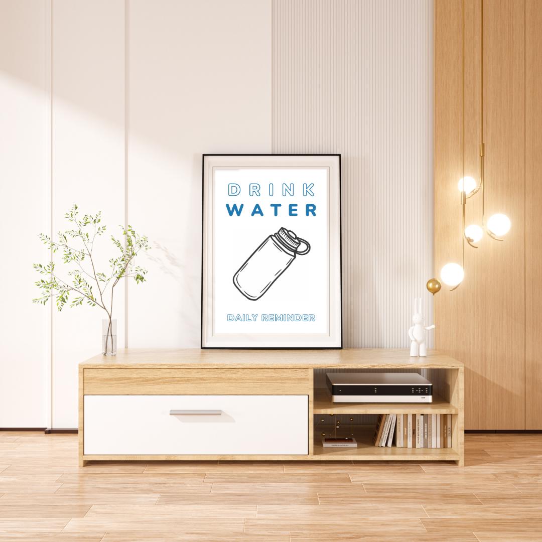 Drink Water Poster Funny Motivational Decor Cute Quote Print Minimalist ...