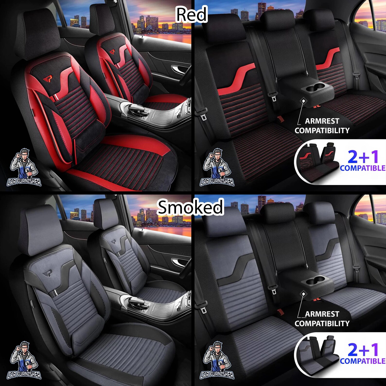 Car Seat Cover Set - Boston Velour Fabric Design | Airbag Compatible ...