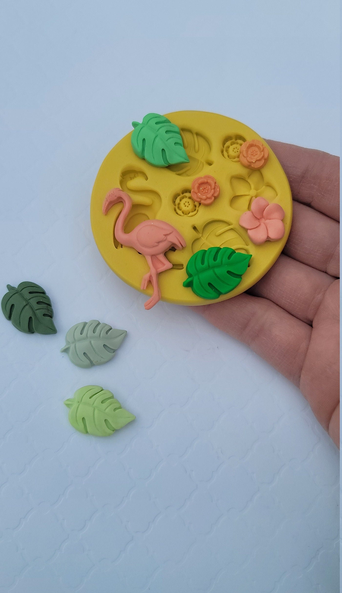 Flamingo Mold Monstera Leaf Fondant Bird Molds for Chocolate Mold for ...