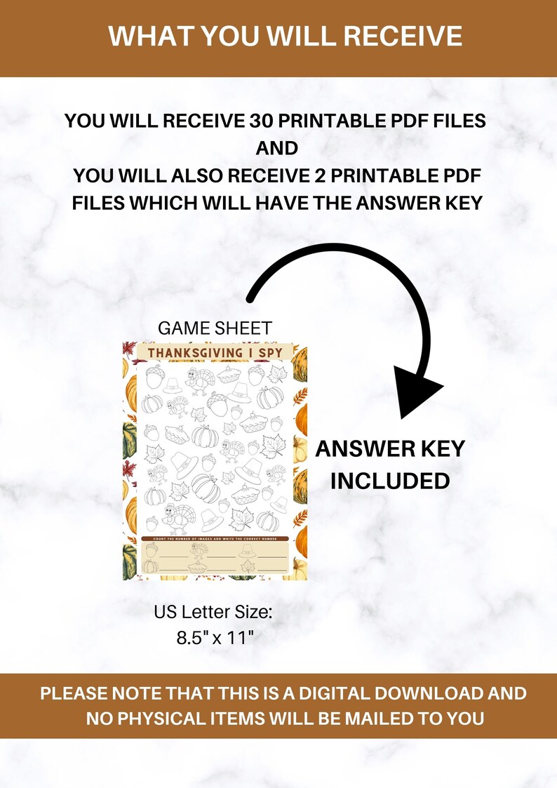 32 Page Printable Thanksgiving I Spy Game for Adults and Kids, Activity ...
