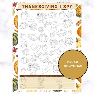 32 Page Printable Thanksgiving I Spy Game for Adults and Kids, Activity ...