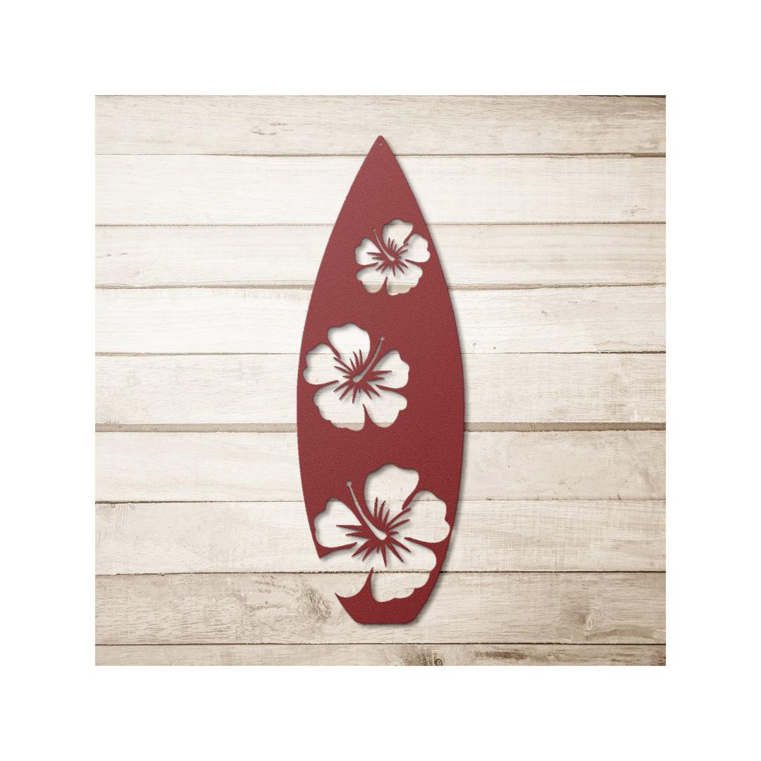 Aloha Tropical Floral Surfboard | Metal Wall Art | Surfboard Wall Decor ...