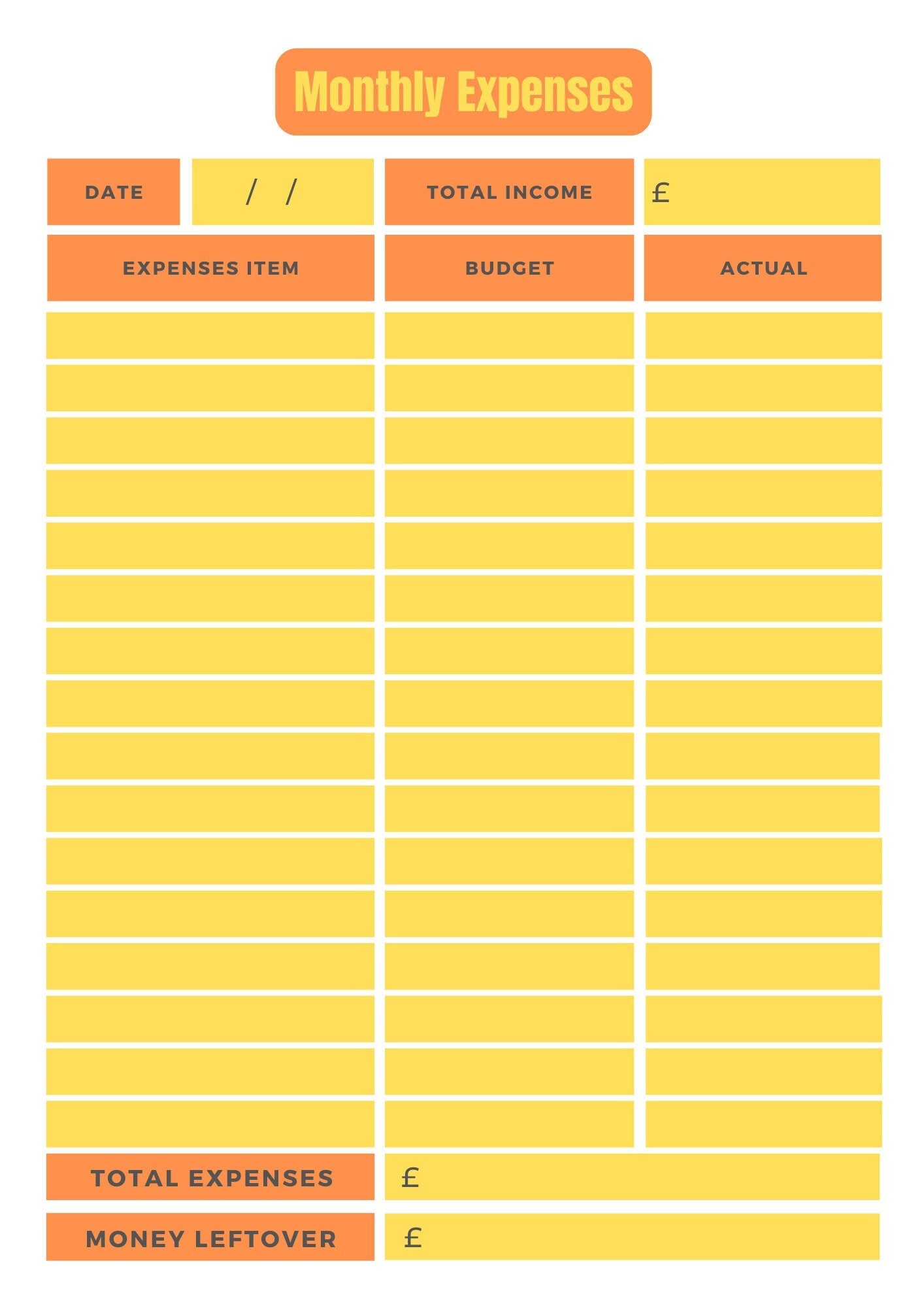 Expenses Planner Lifestyle Planner Expenses Financial Planner Digital ...