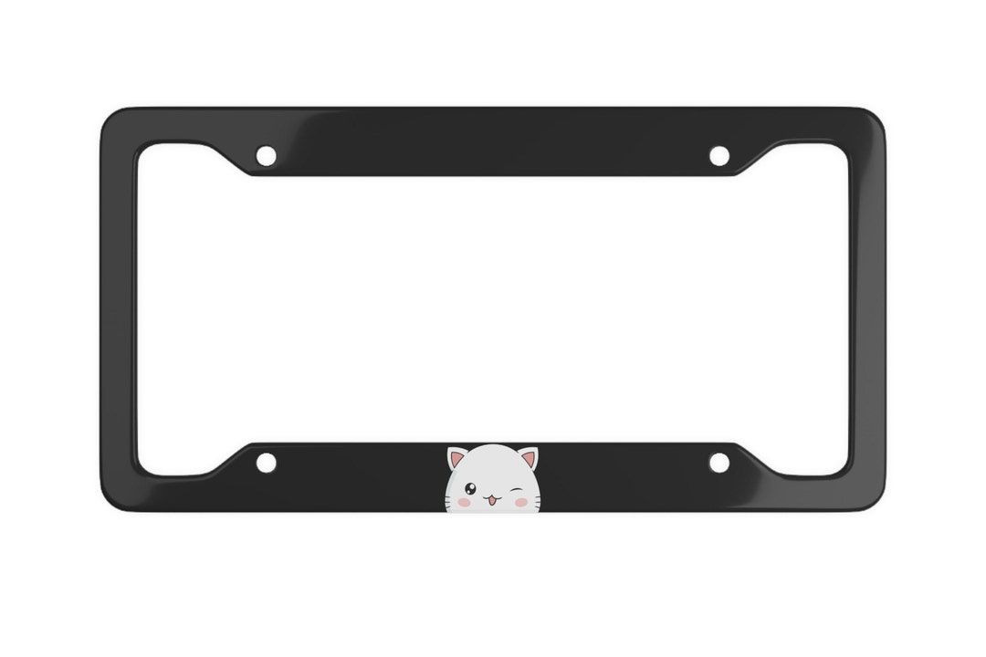 Winking Kawaii Kitty License Plate Frame Japanese Kawaii Cat Winking ...
