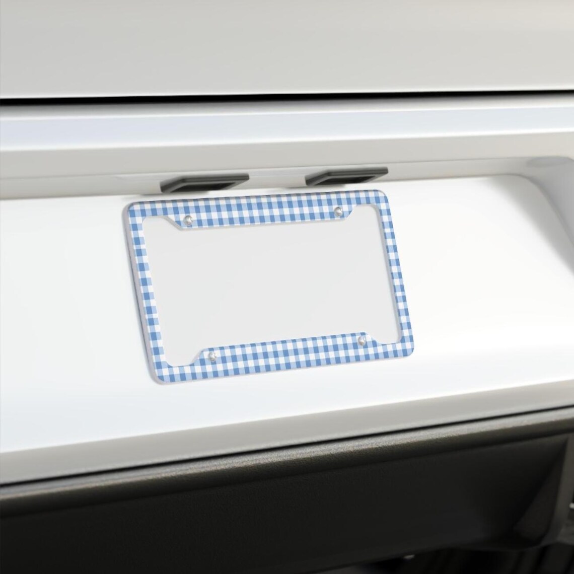 Blue Plaid License Plate Frame- Gingham License Plate Cover- Blue ...