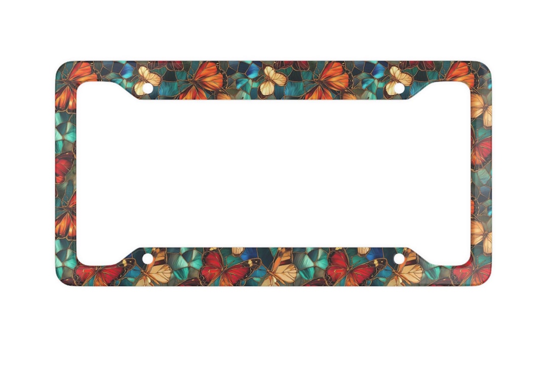 Stained Glass Butterfly License Plate Frame- Stained Glass- Butterflies ...