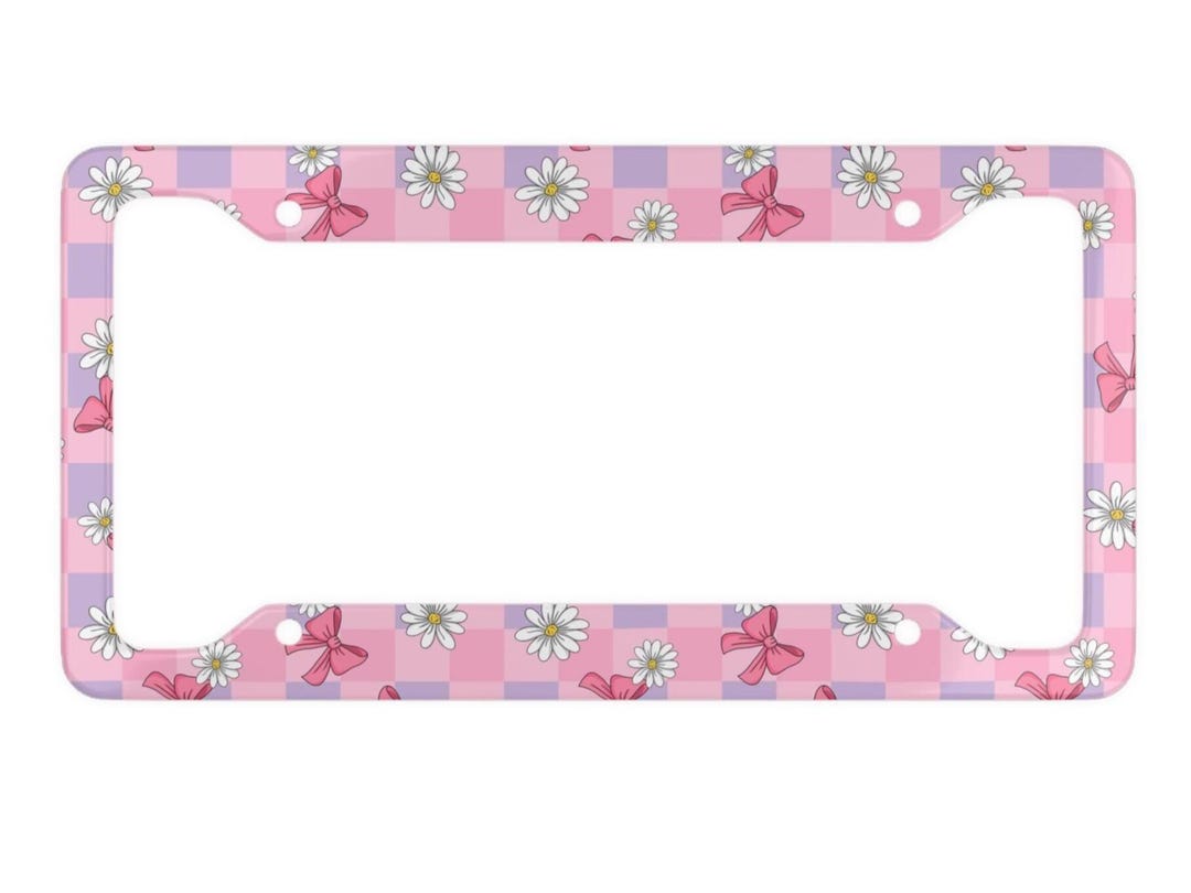 Pink Love Me License Plate Frame- Daisy License Plate Cover- Pink Bows ...