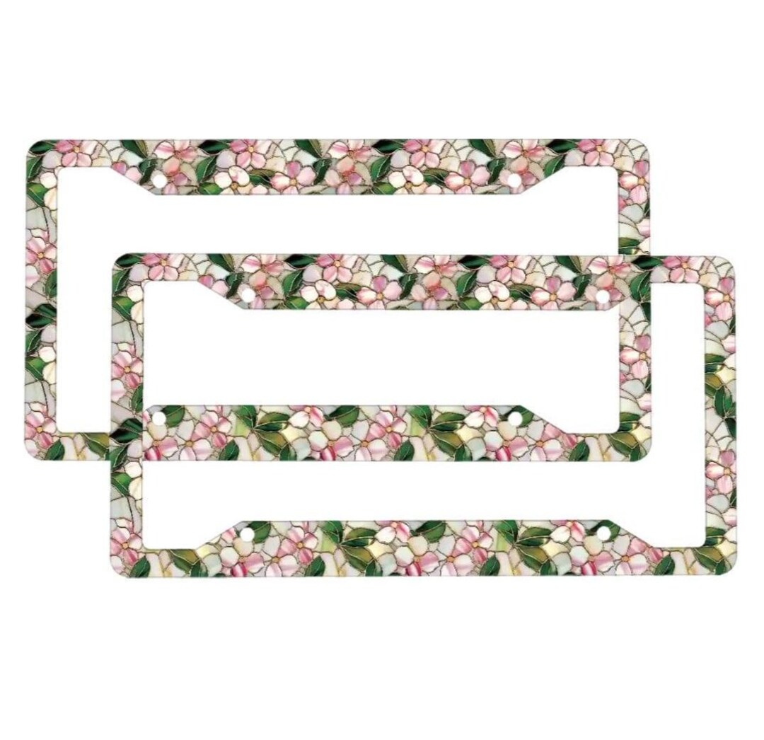 Midnight Rose Stained Glass License Plate Frames 2 Pcs- Stained Glass ...