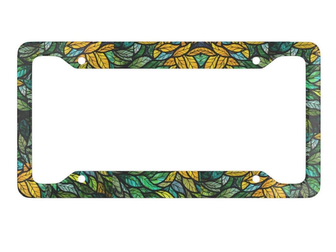 Leaves Tree of Life License Plate Frame- Leaves License Plate- Stained ...